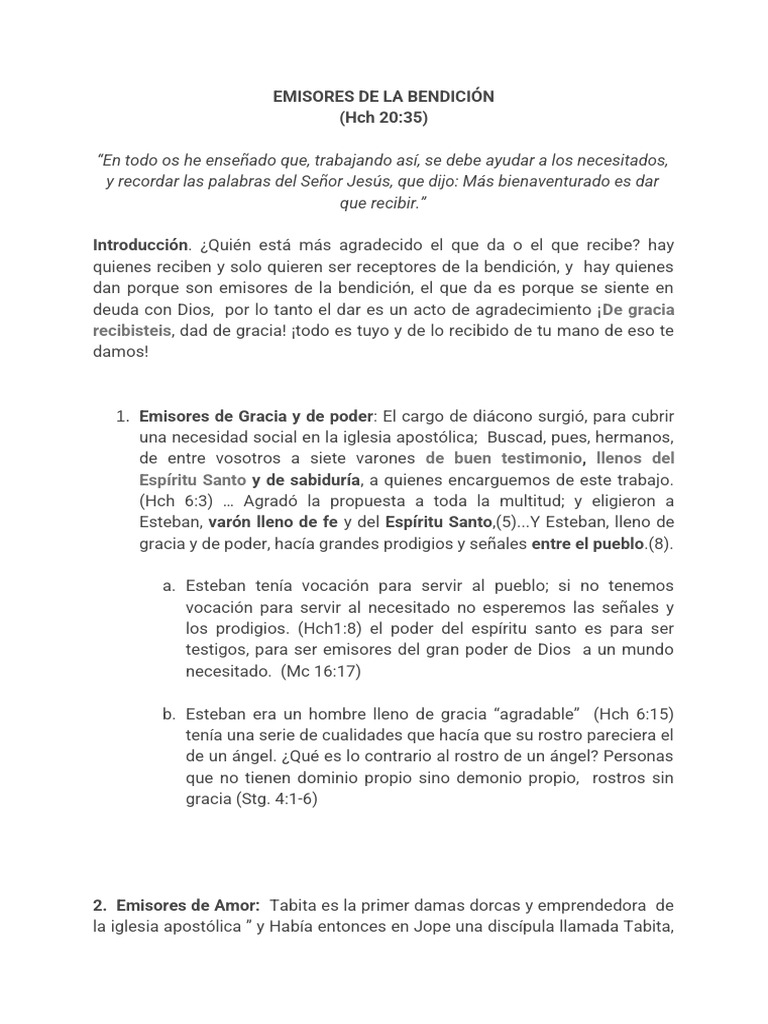 Emisores de La Bendición | PDF | Bendición | espíritu Santo