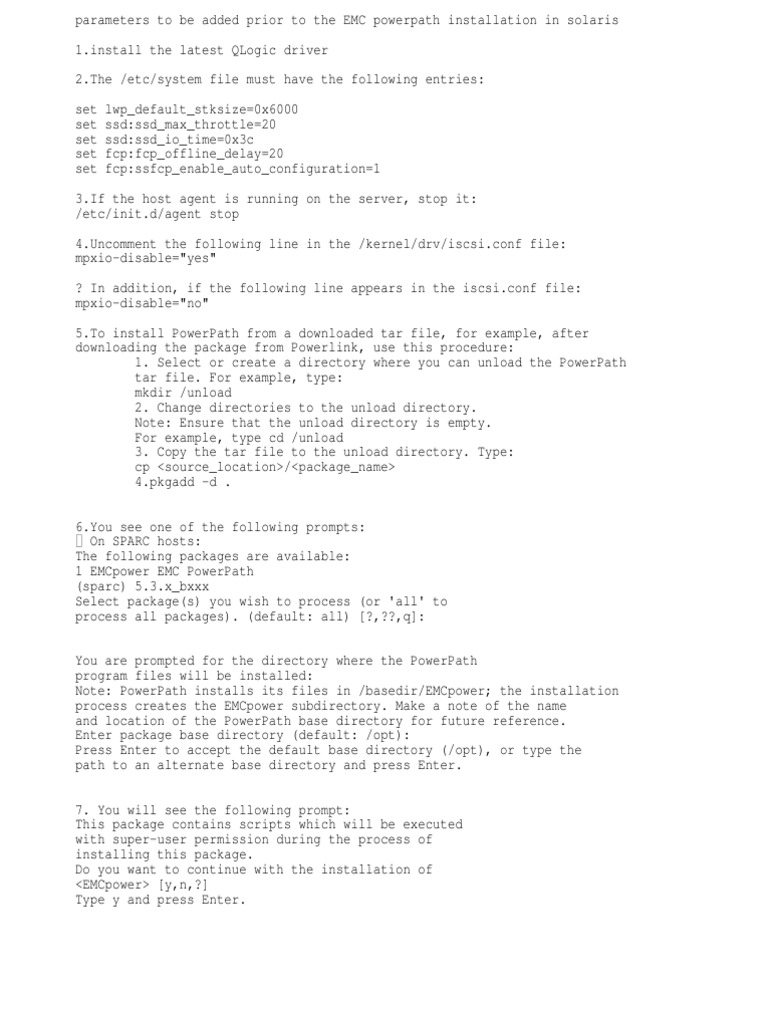 Procedure To Configure EMC Powerpath in Solaris | PDF | Booting | Solid State Drive