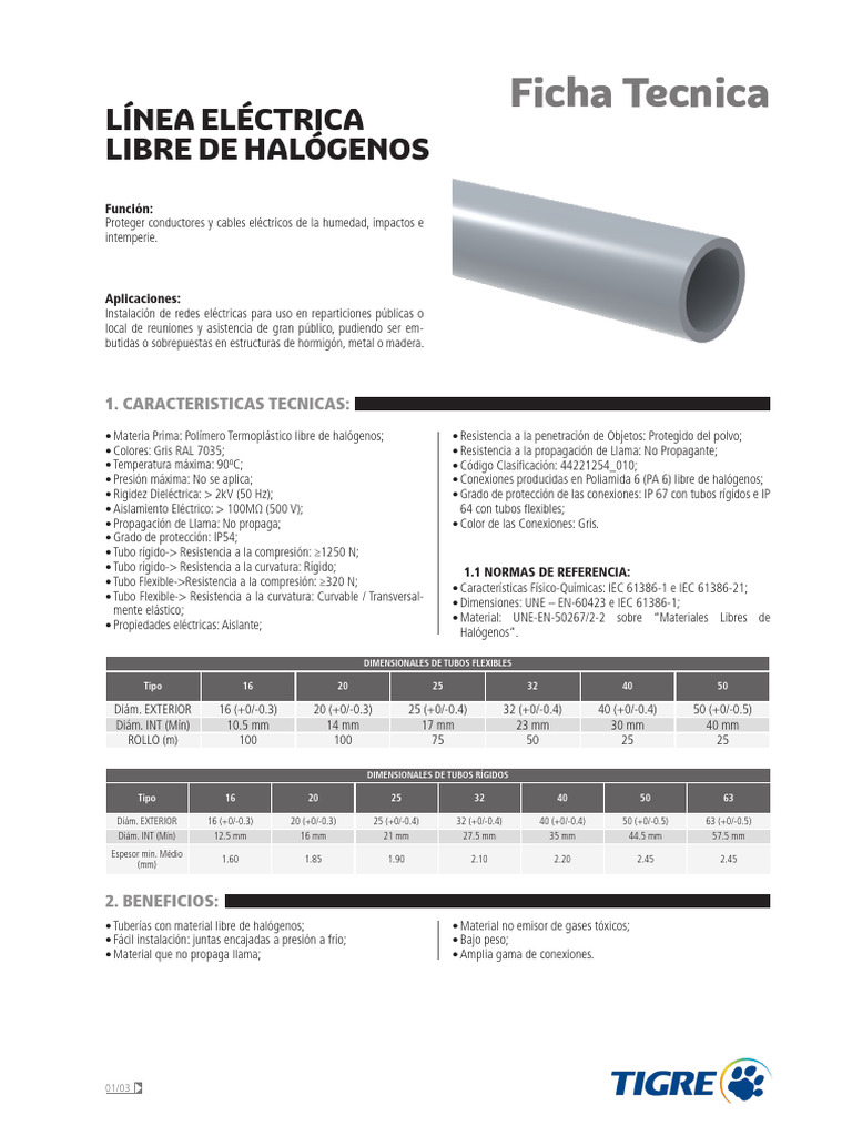FT Electrica Libre de Halogenos | PDF | Aislador (Electricidad) | Materiales
