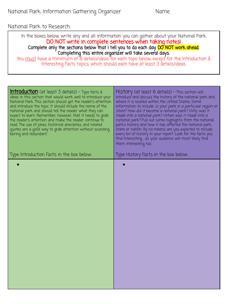 Justus Bunkowske - National Park - Information Gathering Organizer | PDF