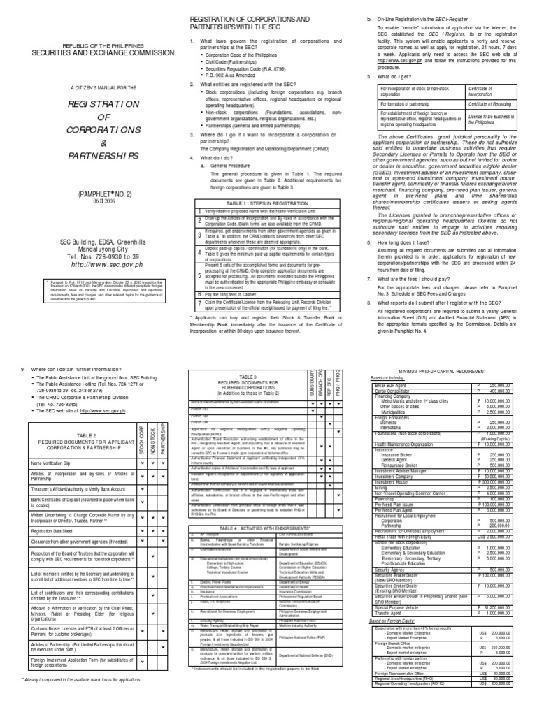 How To Register A Corporation With SEC Philippines | PDF | Securities ...