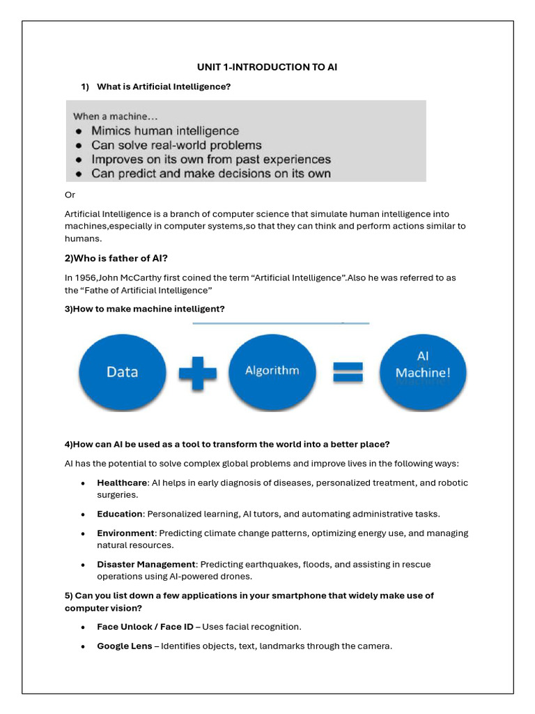 AI NOTES | PDF | Artificial Intelligence | Intelligence (AI) & Semantics