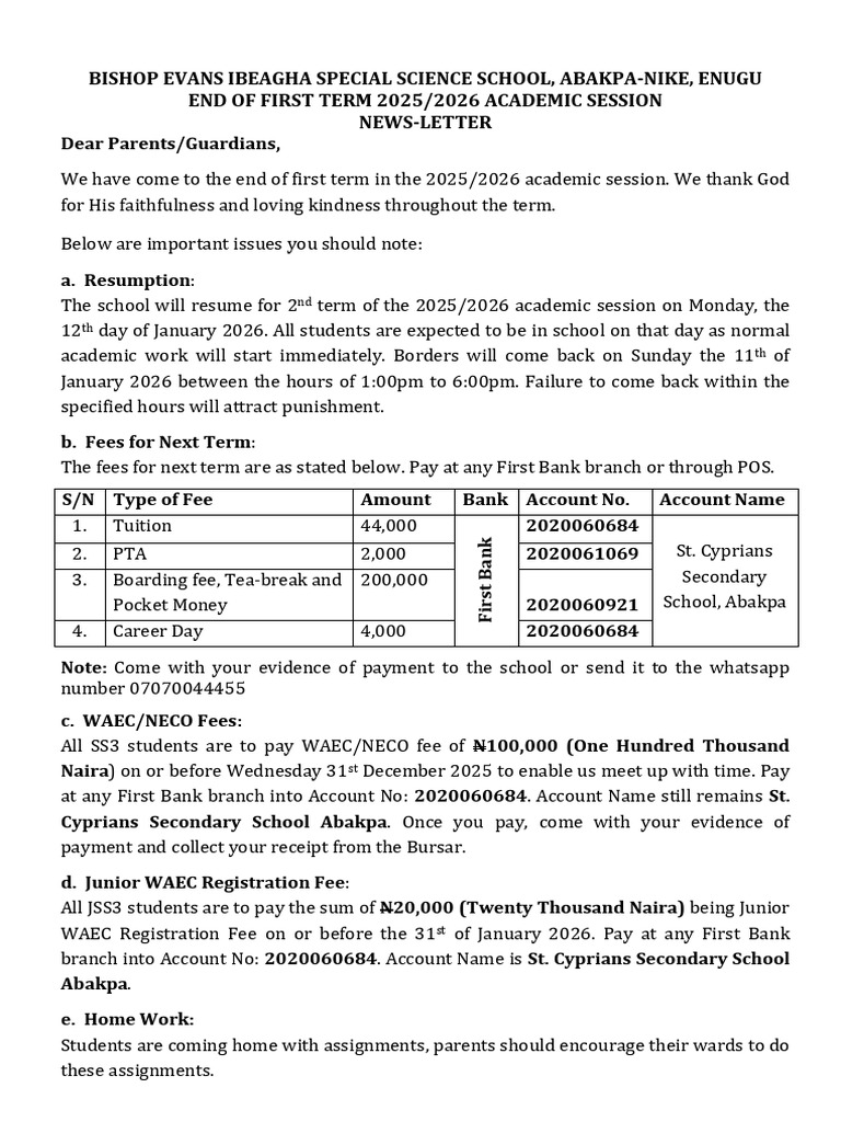 END OF 1st TERM NEWS LETTER | PDF