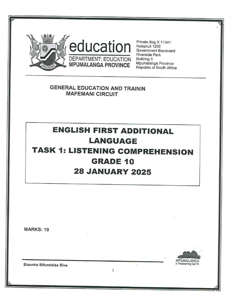 Task 1 English For All Grades | PDF