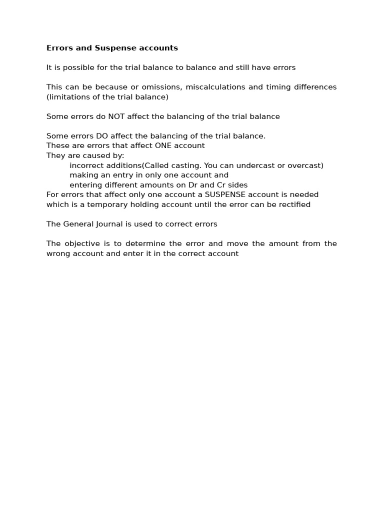 Errors and Suspense Accounts 2025 | PDF