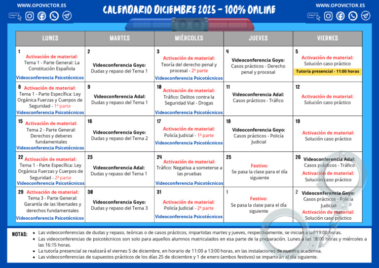 Calendario Diciembre 2025: Clases y Tutorías | PDF | Gobierno | Justicia