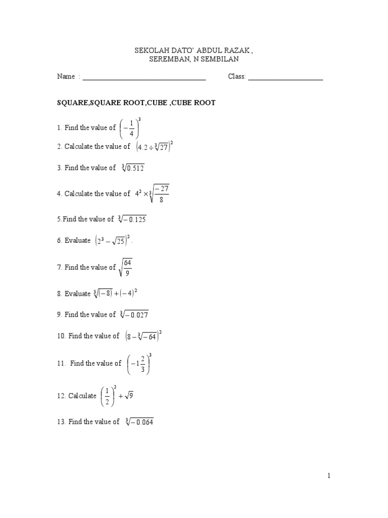 Square and INDICES | PDF