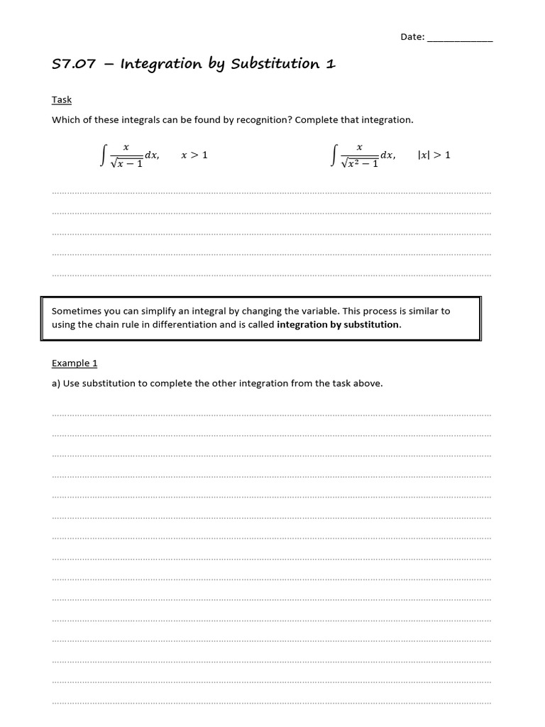 Integration by Substitution Exercises | PDF | Mathematical Analysis ...