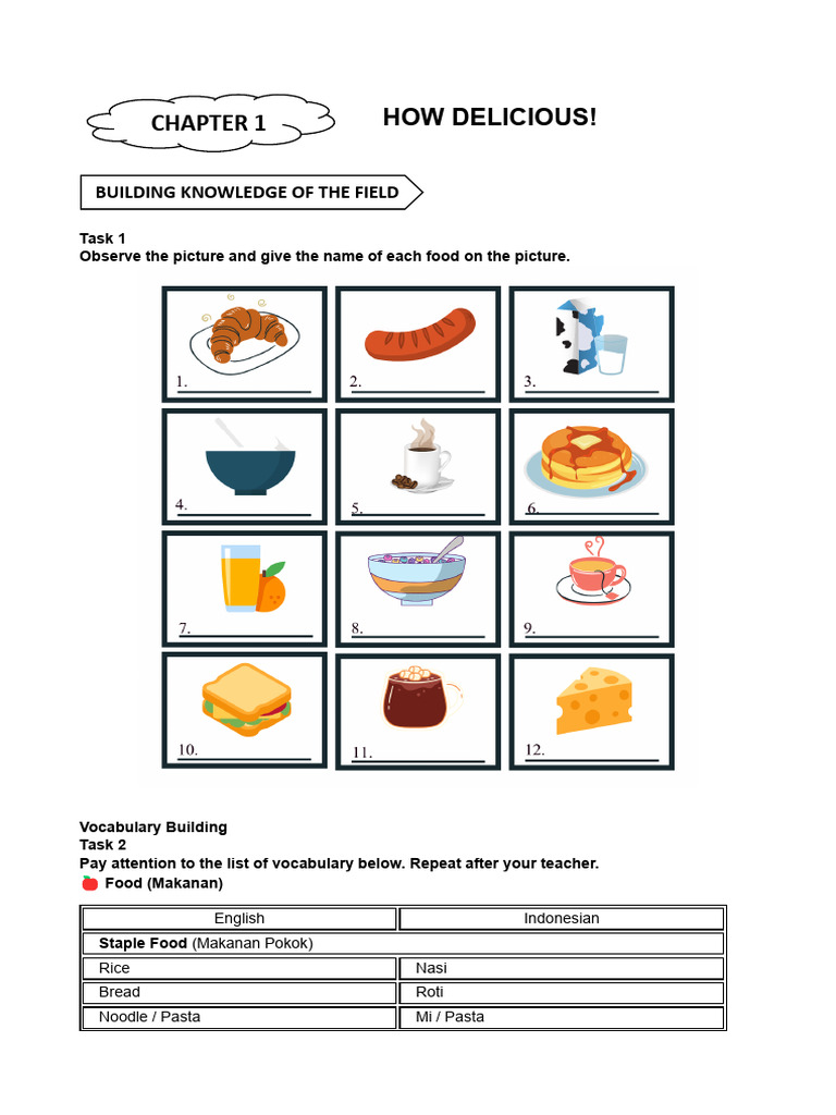 Food Vocabulary and Measurement Guide | PDF | Indonesian Cuisine | Foods