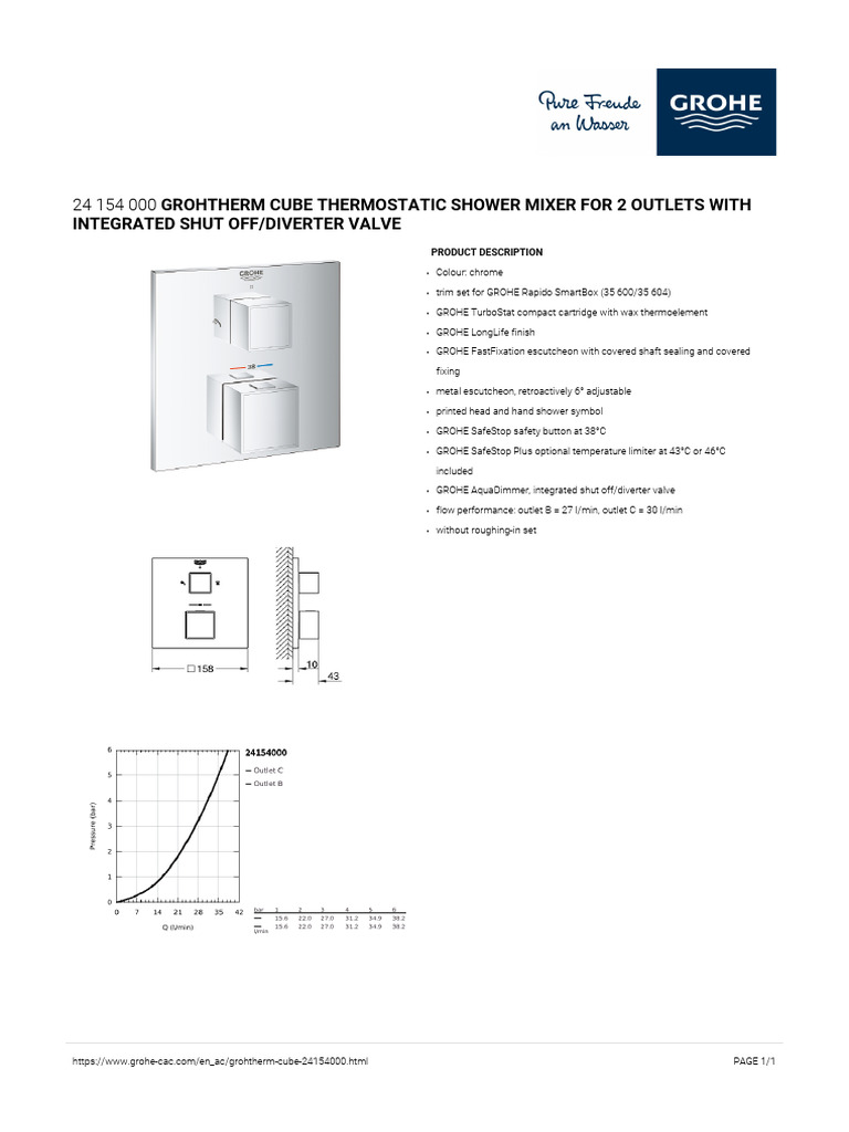 Grohe_specification_sheet_24154000 - For Sauna Shower | PDF