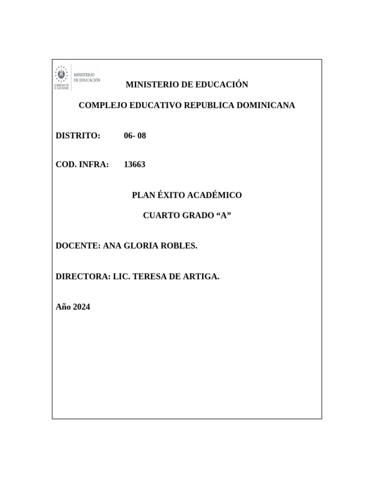 Plan Éxito Académico Sexto a 2022 Ana (1) (1) | PDF | Aprendizaje ...