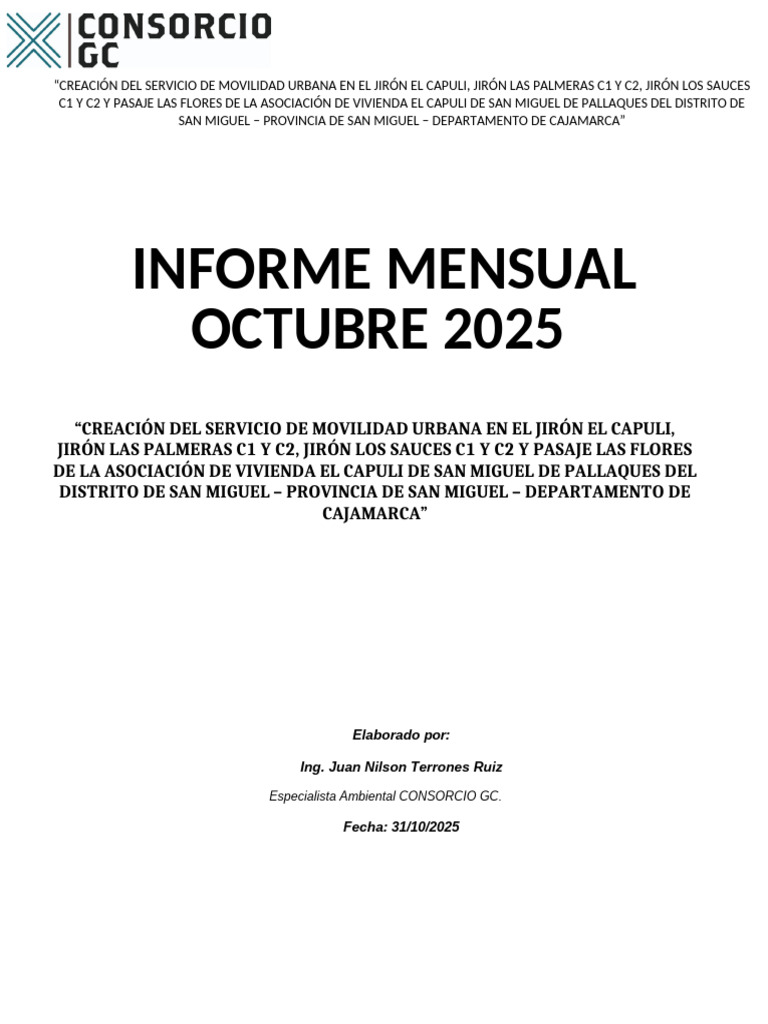 Informe Mensual San Miguel - Octubre 2025 | PDF | Residuos | Entorno ...