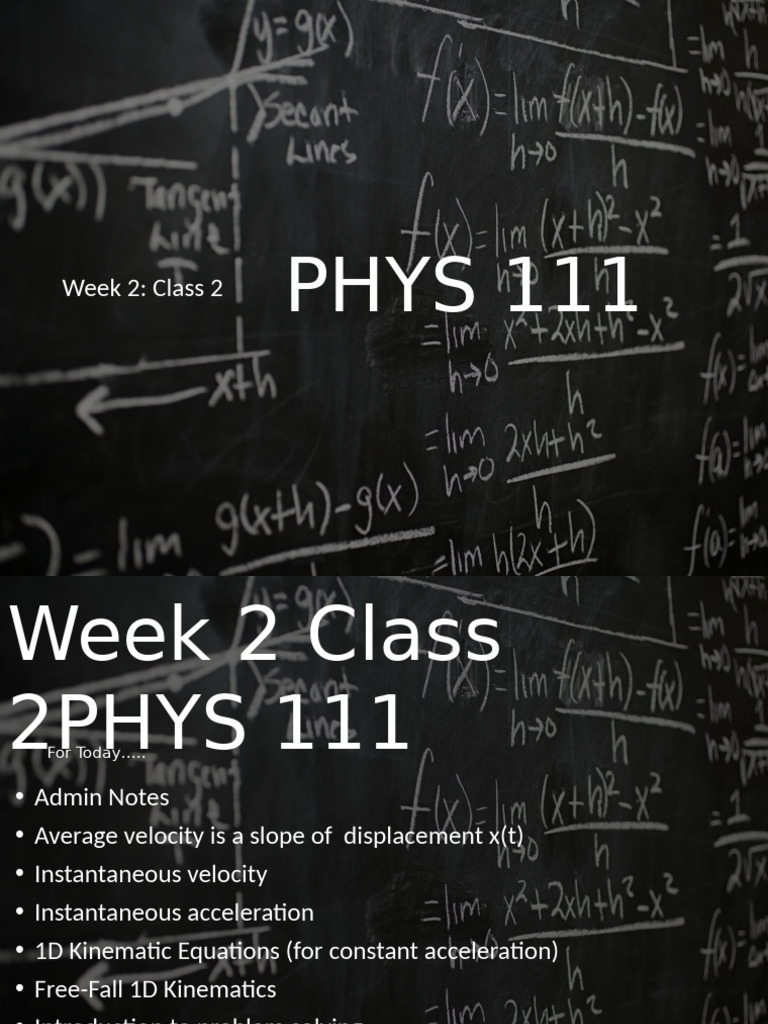 Week 2 Class 2 | PDF | Acceleration | Kinematics