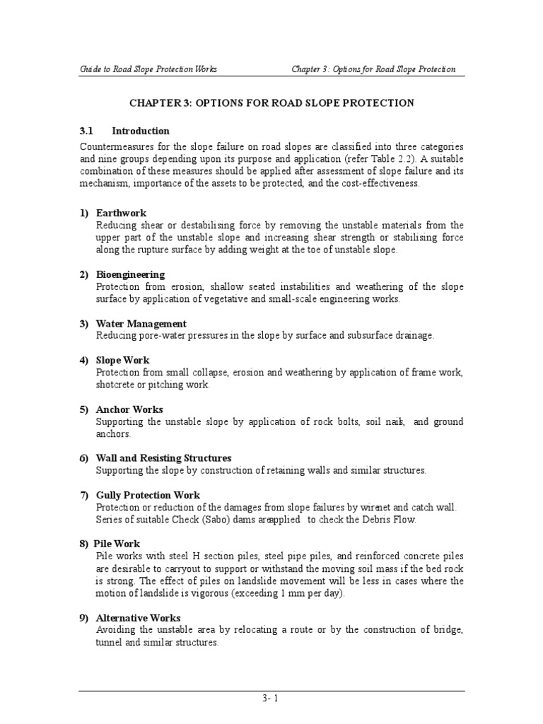 SLOPE PROTECTION Guide To Road Slope Proctection Works CH 3 | PDF ...