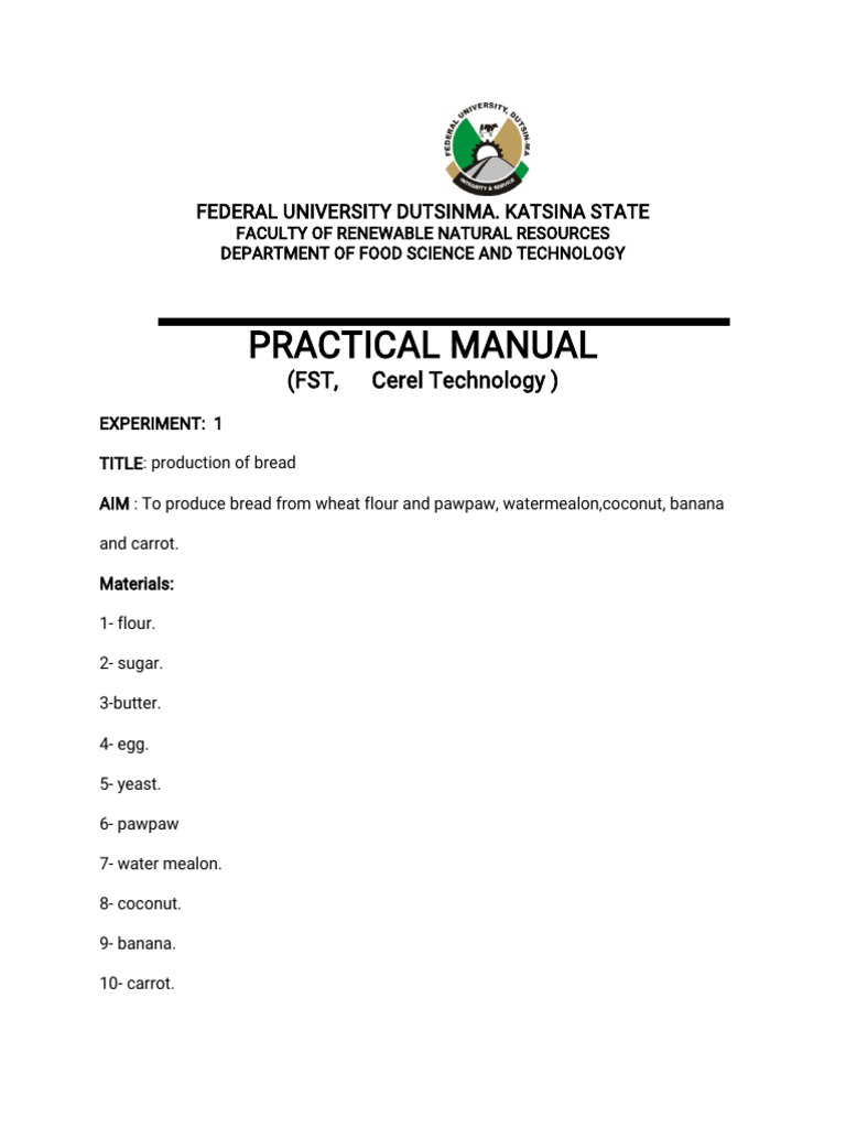 Bread(1) Practical 1 | PDF