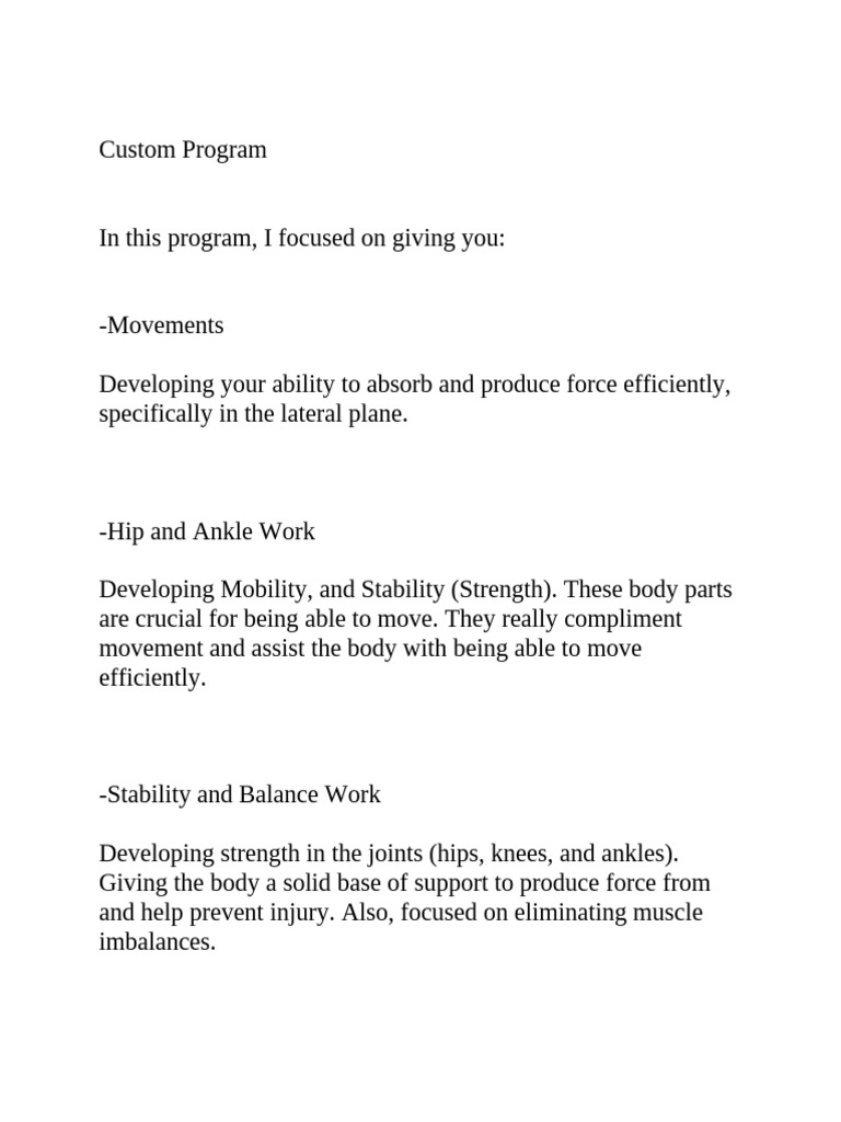Custom Explosive Movement Program | PDF | Strength Training ...