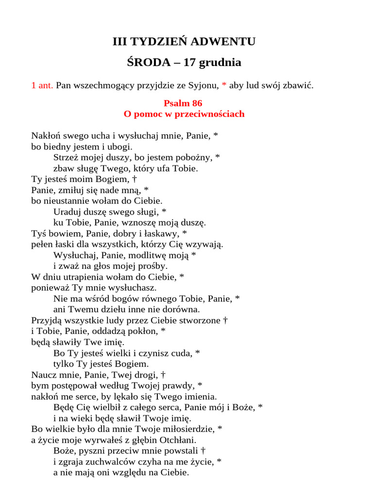 III Tydzień Adwentu Środa - 17 Grudnia | PDF
