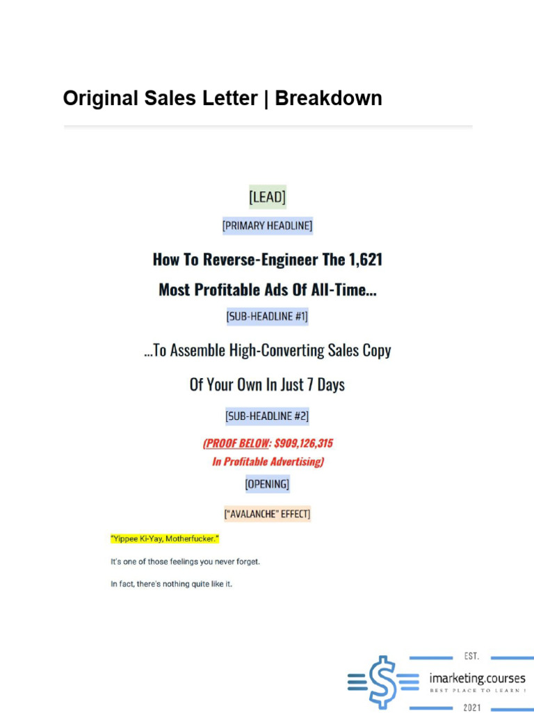 02-Original Sales Letter Breakdown | PDF