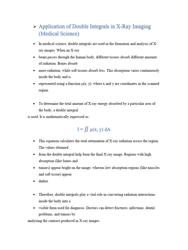 Double Integrals in X-Ray Imaging | PDF | X Ray | Radiation