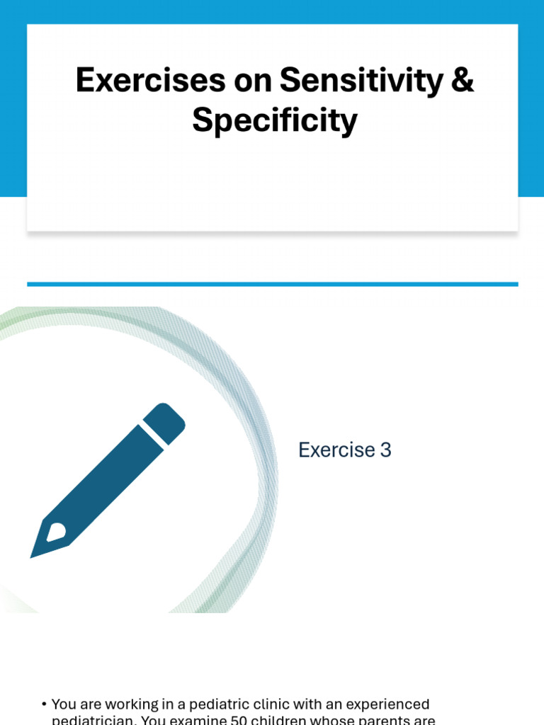 Week 3.3 Exercises 3 on Sensitivity & Specificity | PDF