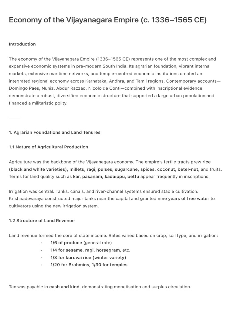 Economy of the Vijayanagara Empire (c. 1336–1565 CE).PDF | PDF | Trade ...