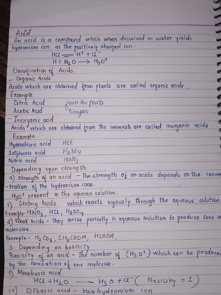 Acid Bases and Salts Handwritten Notes | PDF