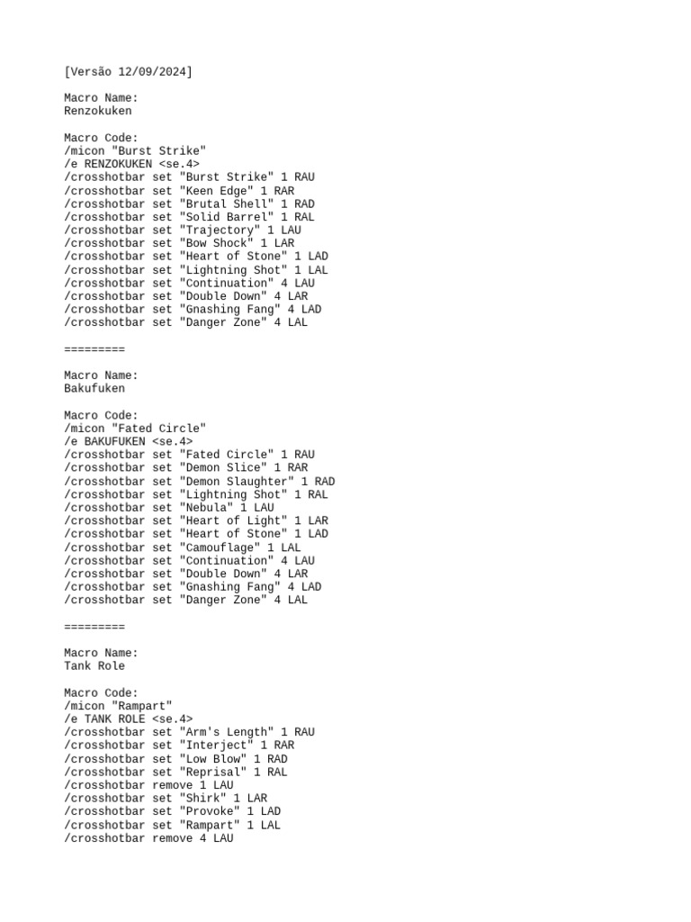 Mcr04 - Tanks - Gunbreaker Macros | PDF