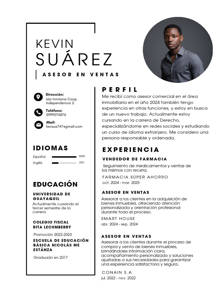 Curriculum Vitae Programador Web Minimalista Tipográfico Blanco y Negro ...