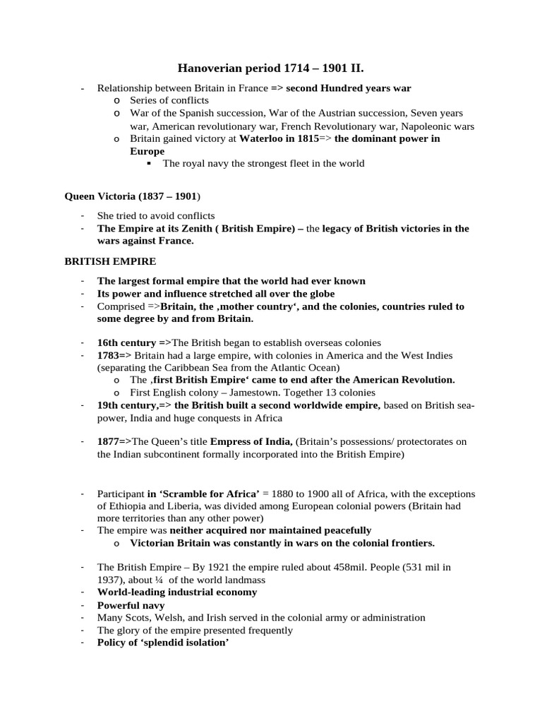Modern Era - Hanoverian Period 1714-1901 II | PDF | British Empire ...