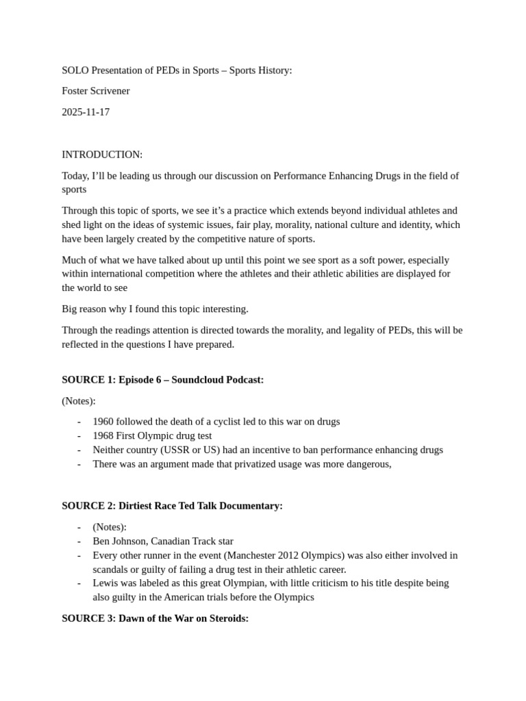 PEDs in Sports - SOLO PREZ | PDF | Doping In Sport