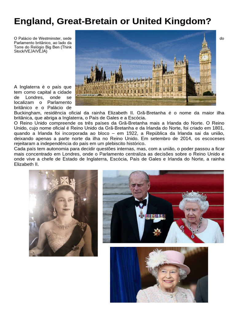 The Difference Between United Kingdom, Geat Bretain and England | PDF ...