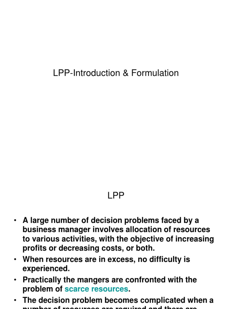 LPP Formulation | PDF | Mathematical Optimization | Mathematical Model