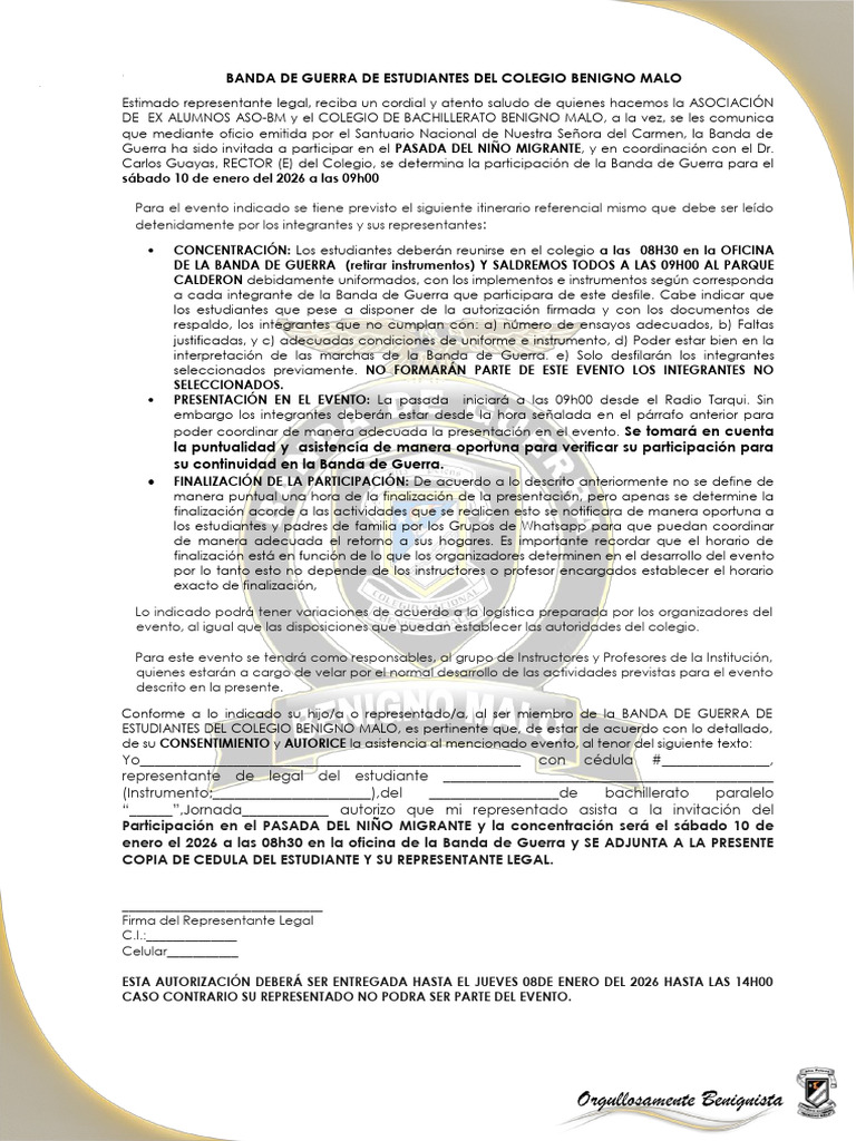 Autoriz Niño Migrante 2026 | PDF