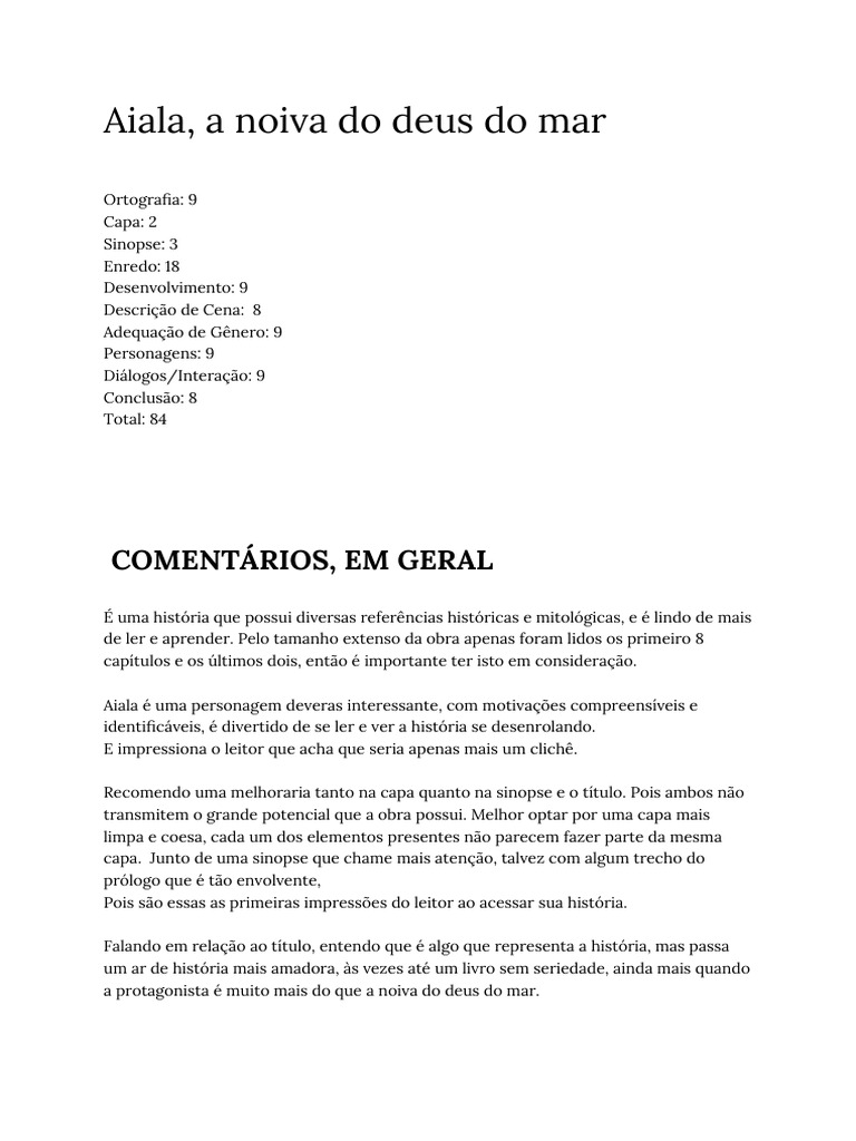 Aiala, A Noiva Do Deus Do Mar | PDF | Deus | Narrativa