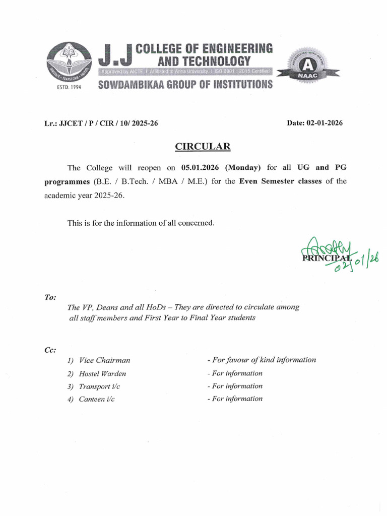 Circular Re Open | PDF