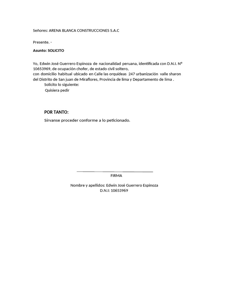 Modelo de Solicitud Simple[1] (Recuperado Automáticamente) | PDF