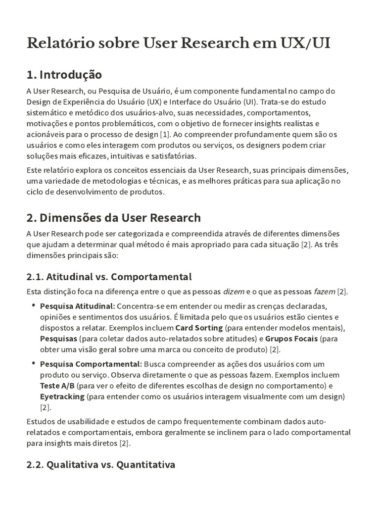 User Research em UX/UI: Métodos e Práticas | PDF | Experiência de ...