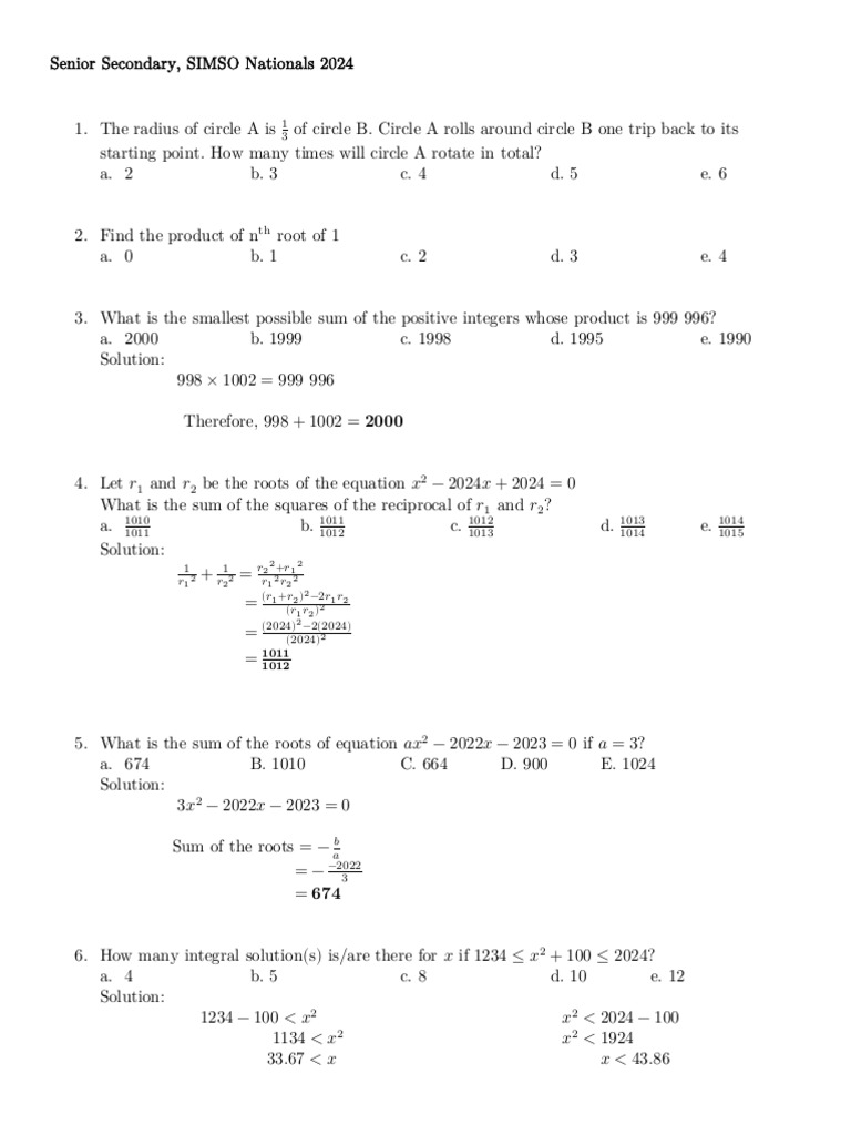Ss, Simso National 2024 | PDF | Mathematics | Number Theory