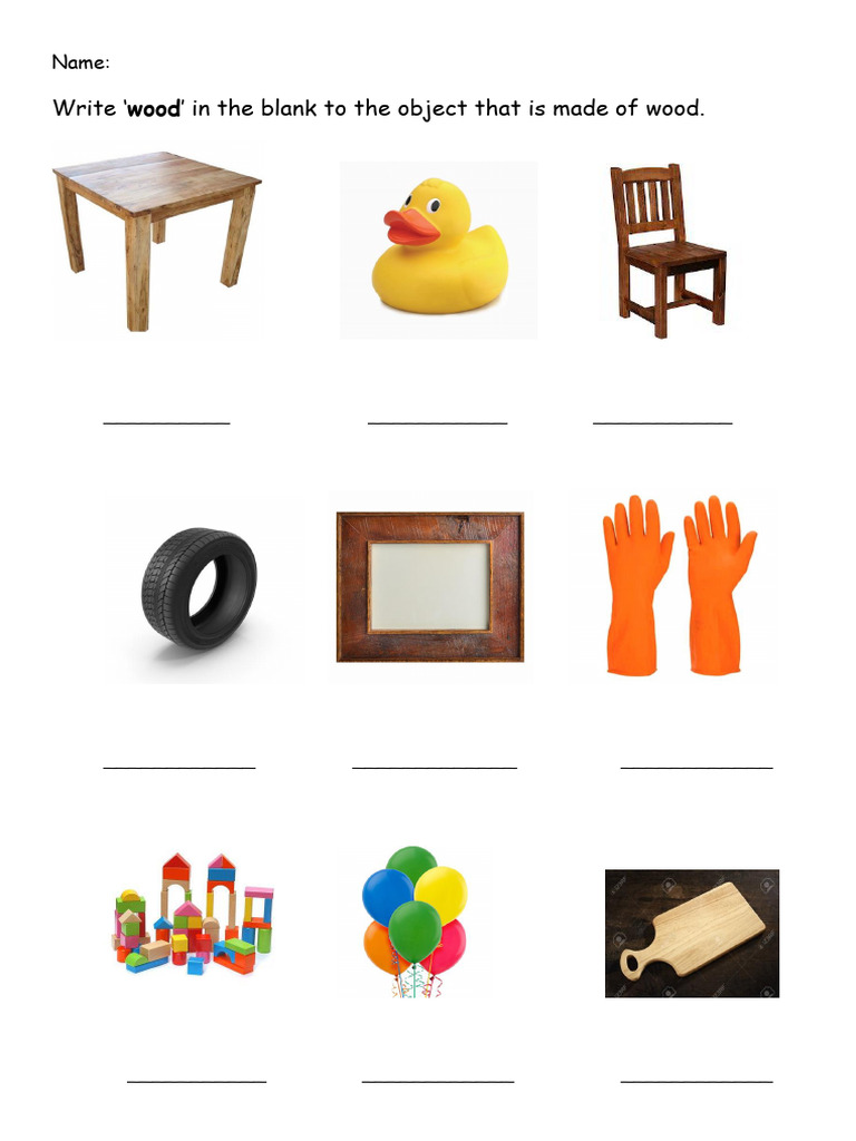 Identify Wooden Objects Worksheet | PDF