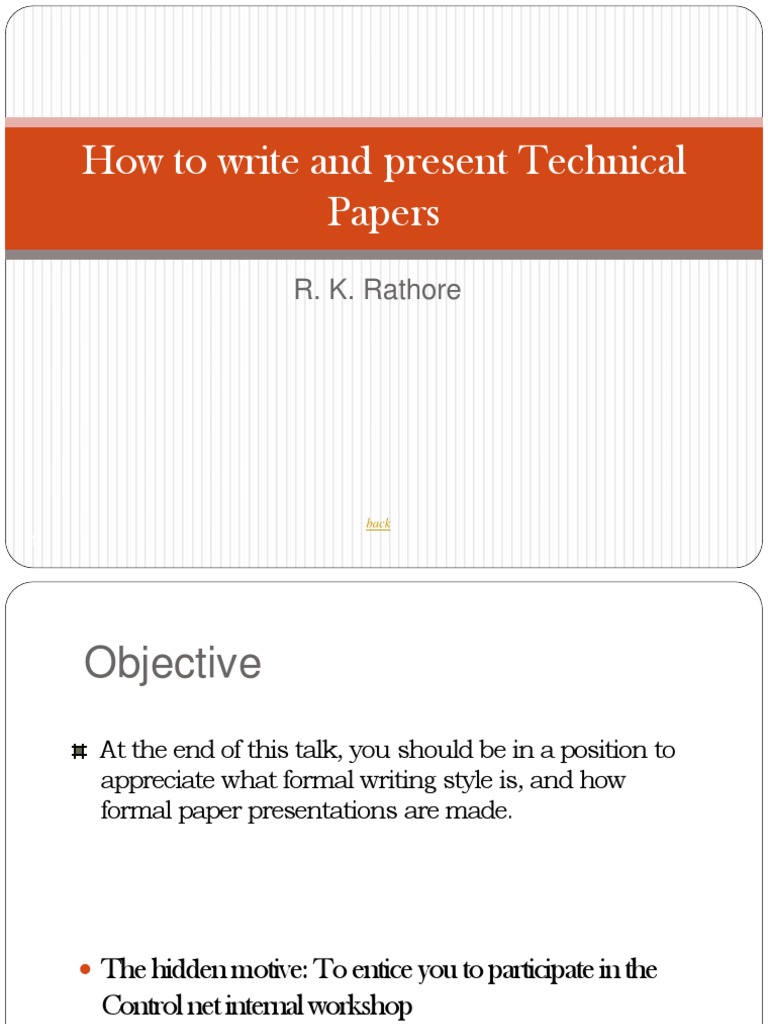 How To Write and Present Technical Papers: R. K. Rathore | PDF ...