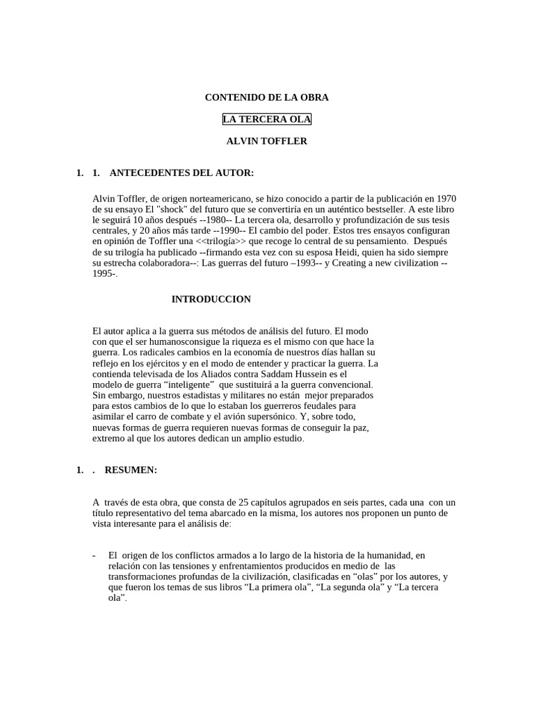 La Tercera Ola de Alvin Tofler | PDF | Sociedad | guerra del Golfo