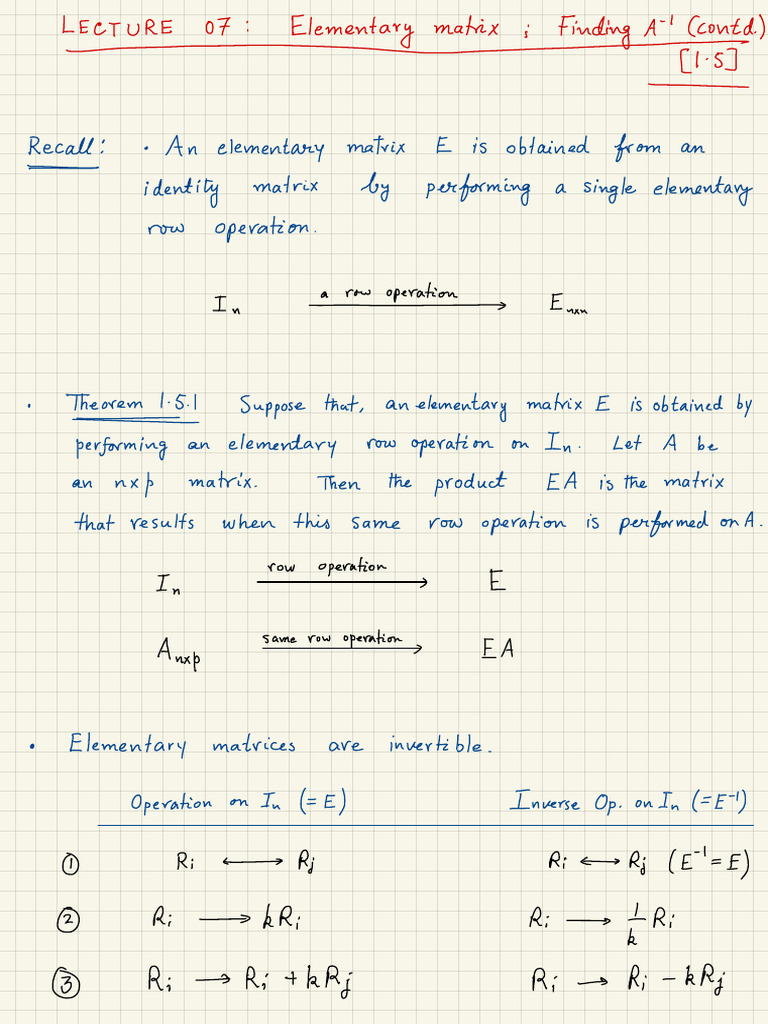 Understanding Elementary Matrices | PDF | Mathematics | Abstract Algebra