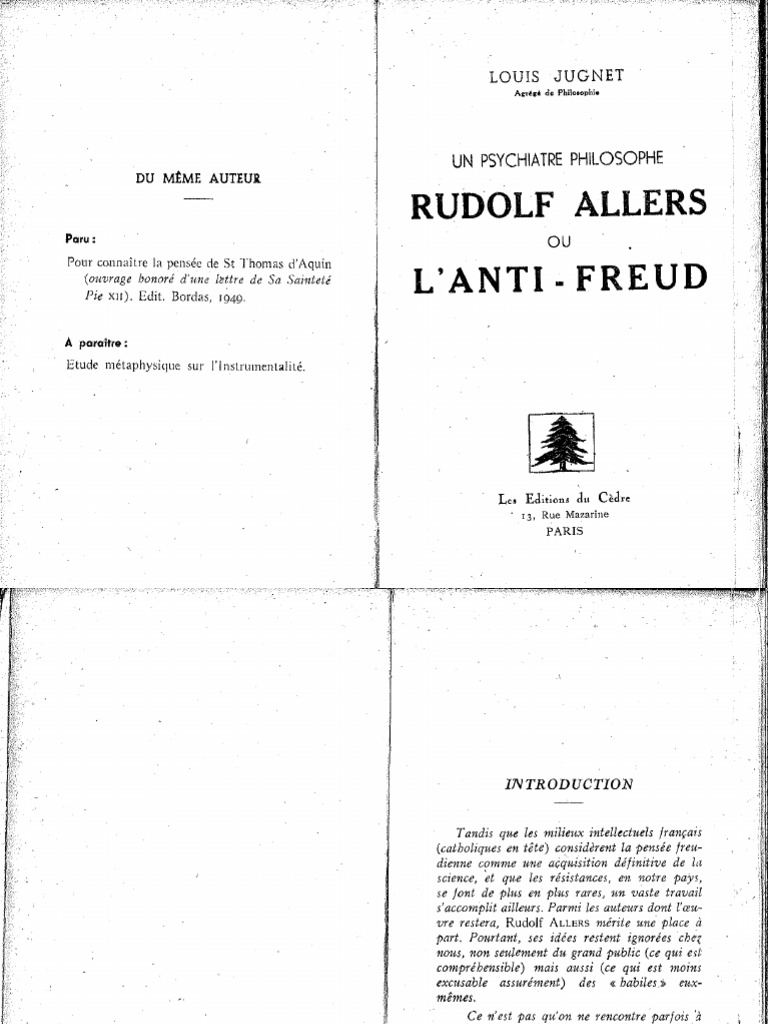 Jugnet Rudolf Allers Ou l'Anti-Freud | PDF