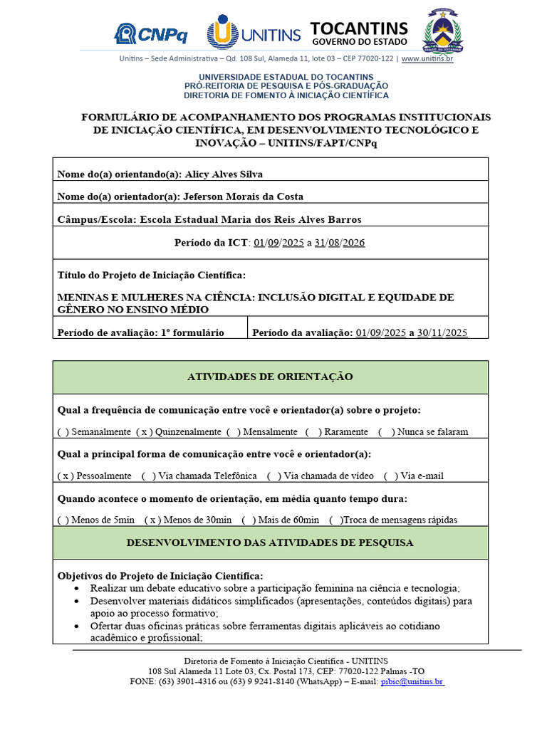 1_-_Formulario_de_Acompanhamento_2025-2026_assinado | PDF | Science ...