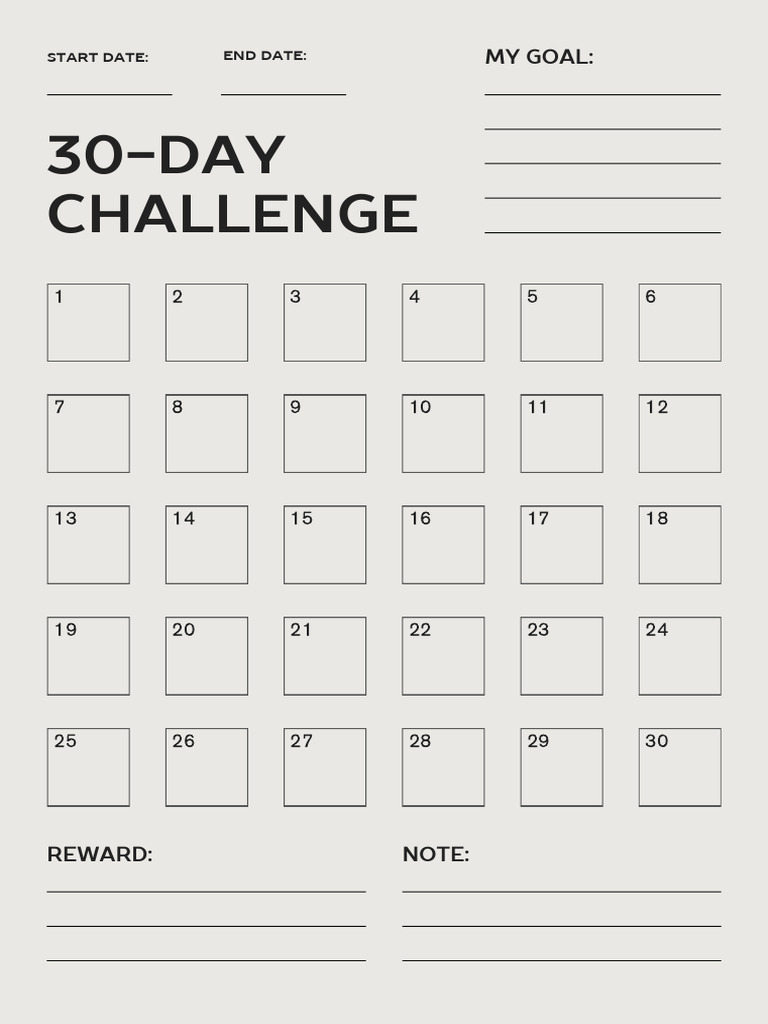 Beige Simple 30-Day Challenge A4 | PDF