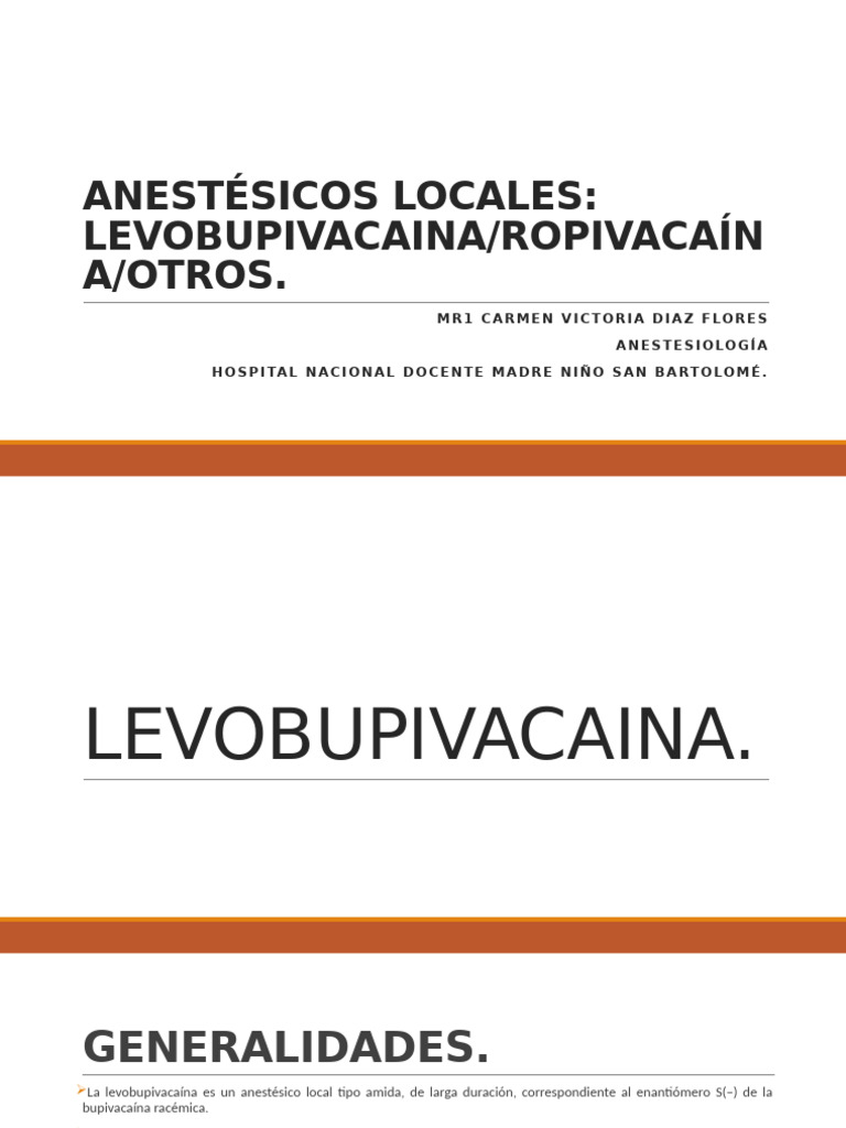 Anestesicos Locales Levobupivacaina y Ropivacaina | PDF ...