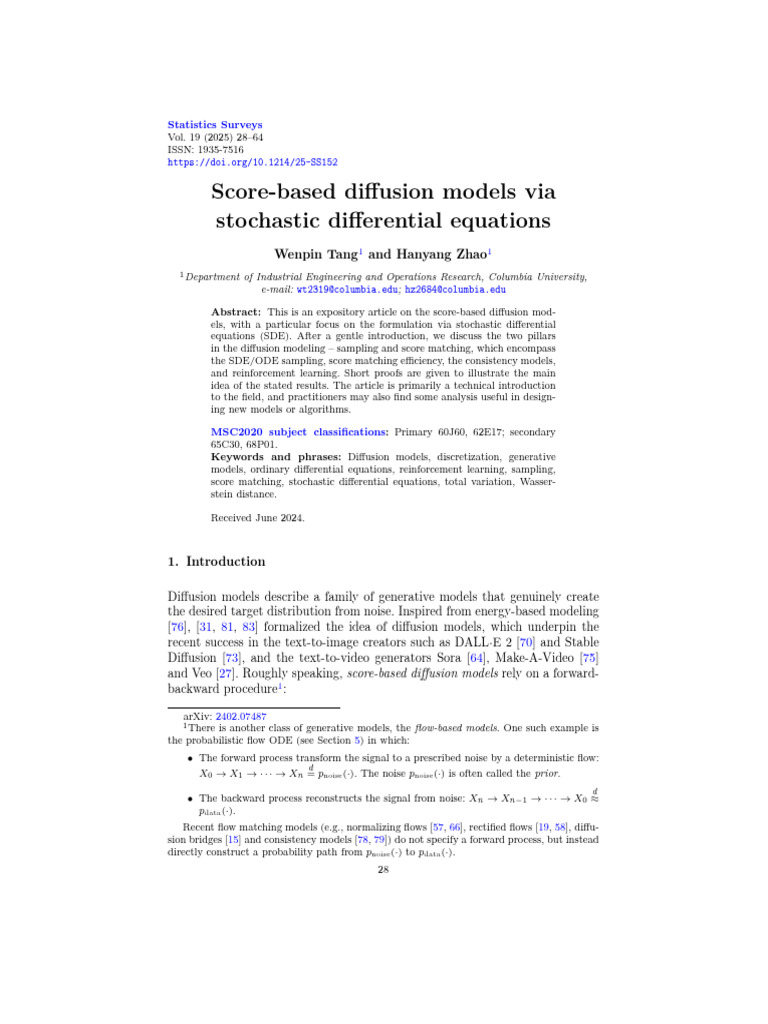 Score-Based Diffusion Models Explained | PDF | Stochastic Differential ...