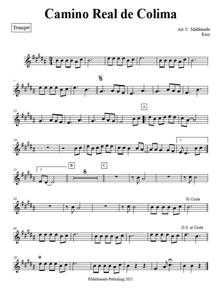 Camino Real de Colima Easy - Trumpet | PDF