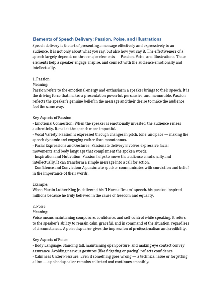 Mastering Speech Delivery Elements | PDF | Body Language | Speech