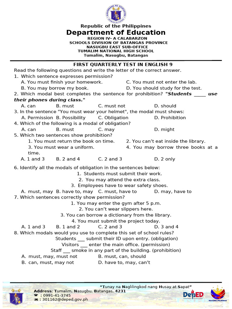 1st Quarterly Test-English 9 | PDF | Recycling | Sustainable Energy
